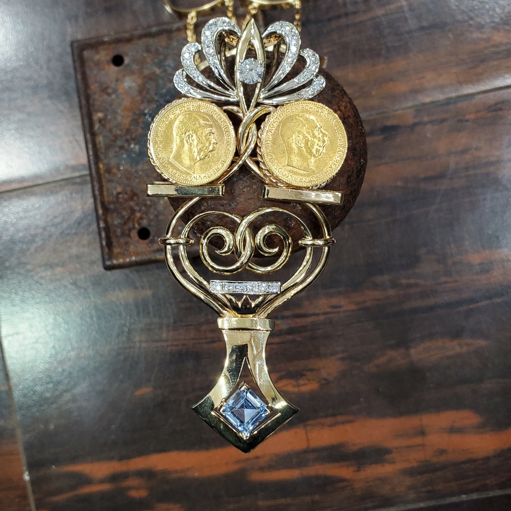 Diamond and Colored Stone Ceremonial Coin Necklace | Dynasty Jewelry ...