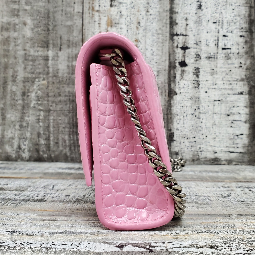 Balenciaga Hourglass Pink Croc Bag | Dynasty Jewelry and Loan
