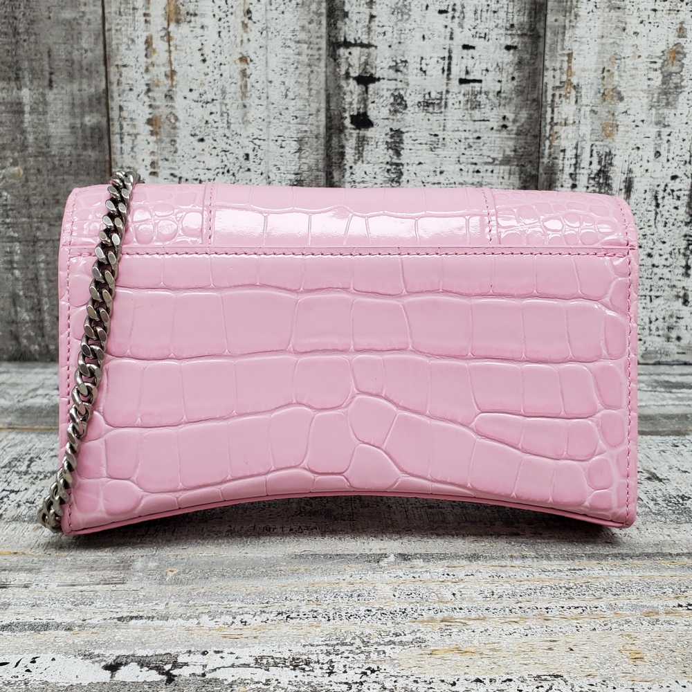 Balenciaga Hourglass Pink Croc Bag | Dynasty Jewelry and Loan