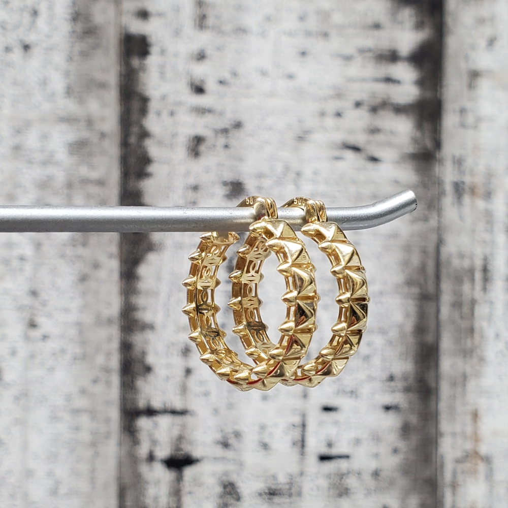 14K Fancy Spike Design Hoop Earrings | Dynasty Jewelry and Loan