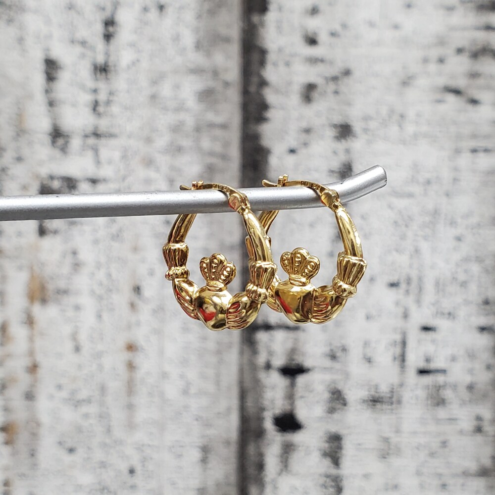 14K Heart Crown Hoop Earrings | Dynasty Jewelry and Loan