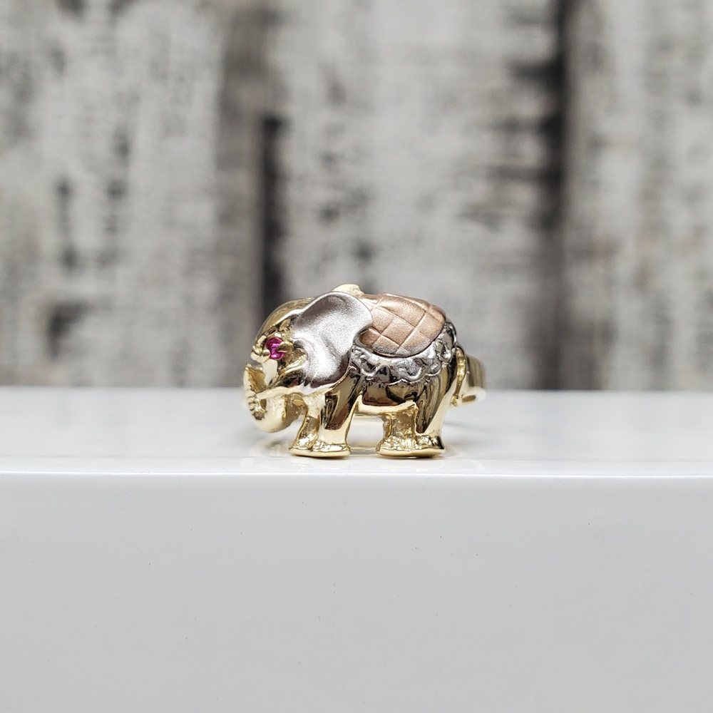 14K TriColor Elephant Ring | Dynasty Jewelry and Loan