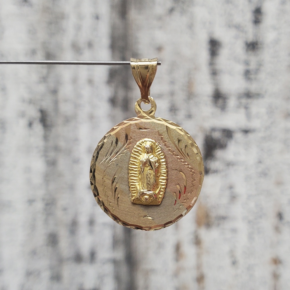 14K TriColor Double Sided Virgin Mary / Guadalupe / Jesus Religious ...